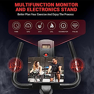 DMASUN Exercise Bike, Indoor Cycling Bike Stationary, Cycle Bike with Comfortable Seat Cushion, Digital Display with Pulse