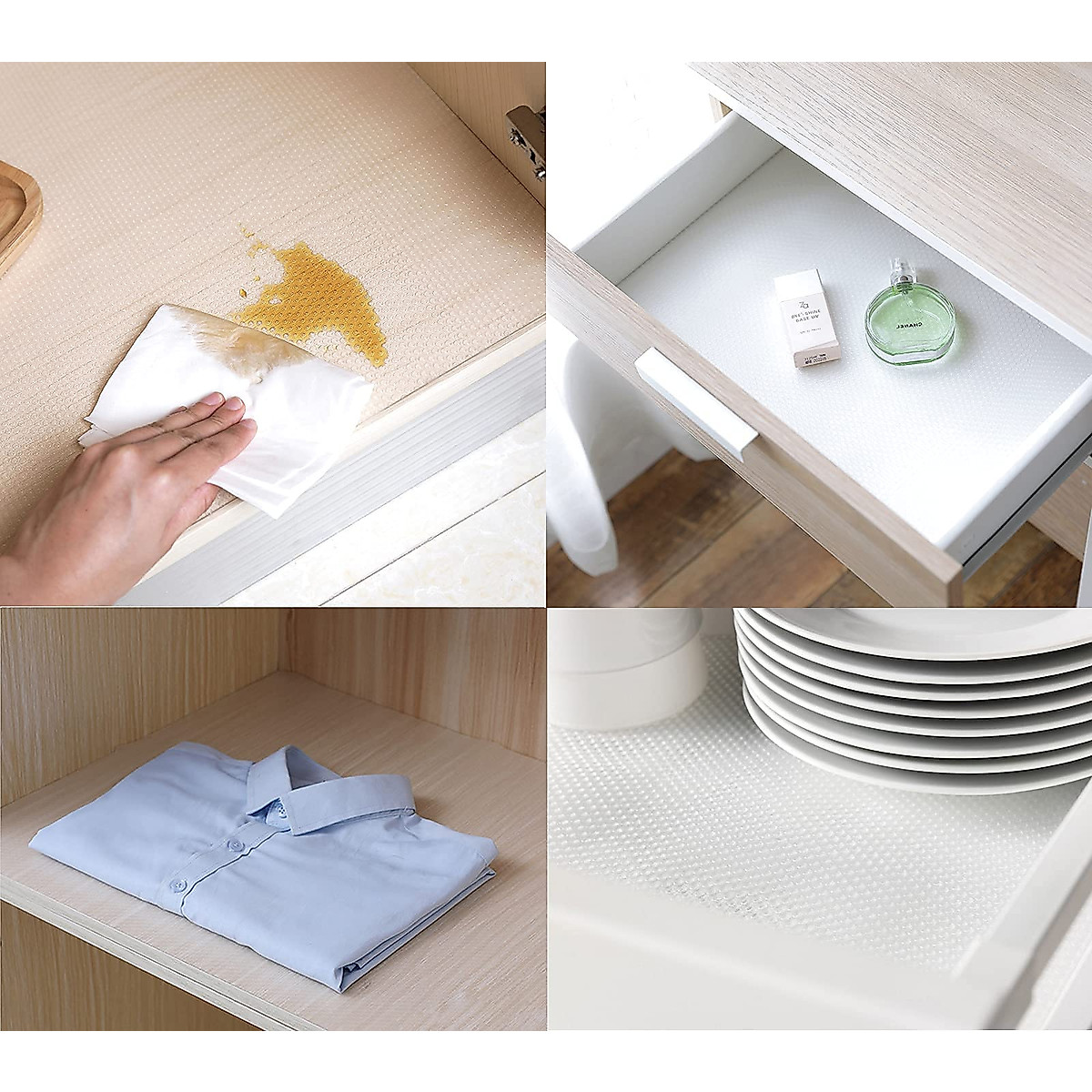 FACATH Clear Shelf Liner, Shelf Liners for Kitchen Cabinets & Washable Refrigerator Mat Pad, Wire Shelf Liner, Removable Poster Tape for Home, Office, Car, Outdoor Use, Damage-Free (12 inch x 10 Feet)