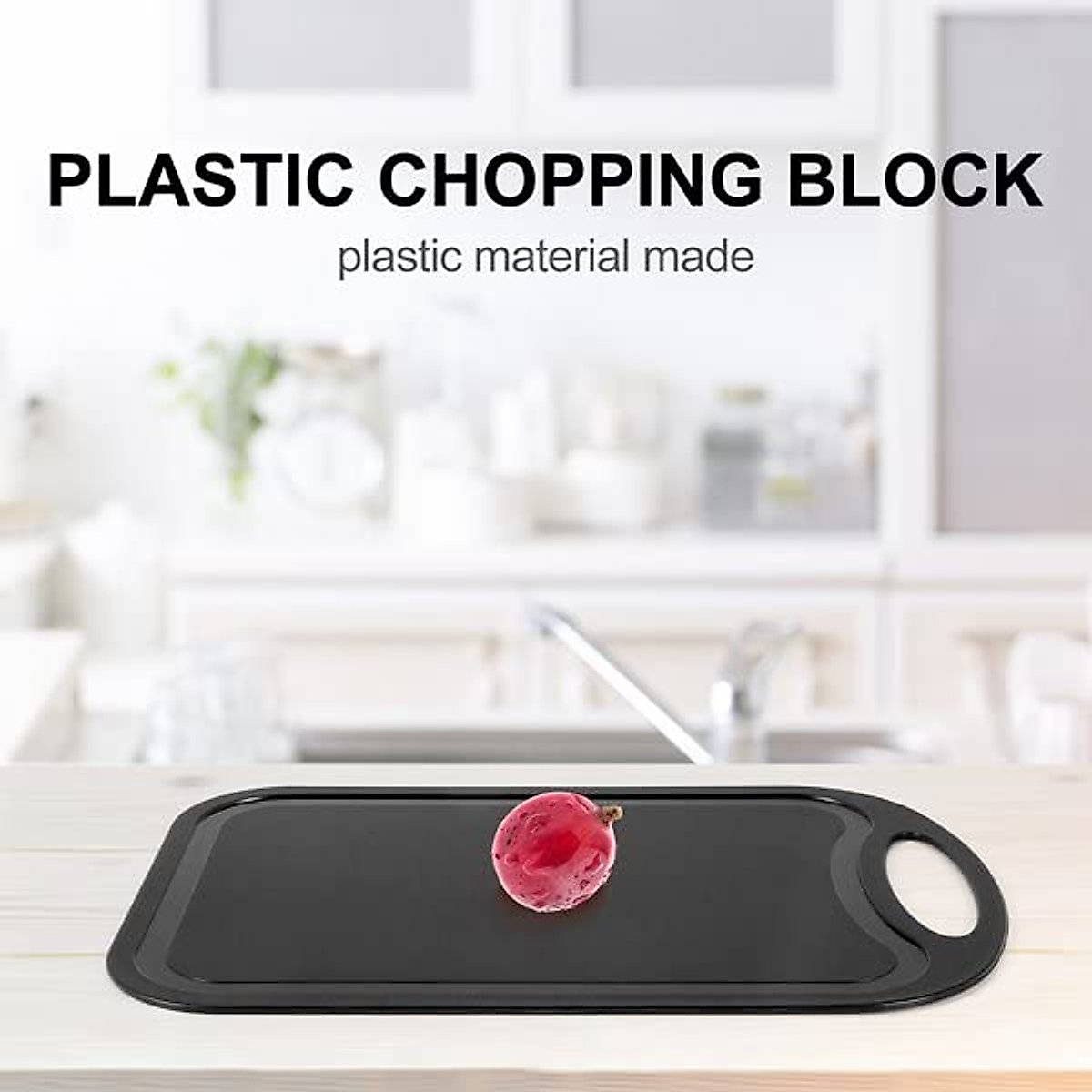 Spacesea Plastic Chopping Block Meat Vegetable Cutting Board Non-Slip Anti Overflow With Hang Hole Chopping Board Black