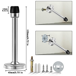 Door Stopper, Door Stop 5 Inch Stainless Steel Brushed Satin Nickel Doorstops, Modern Soft-Catch Mute Door Holder Wall Mount Door Wall Protector Doorstop for Hotel Home Restaurant, Silver