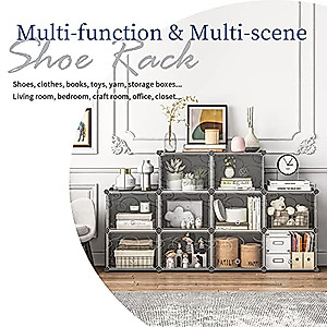Aeitc 64 Pairs Shoe Rack Organizer Shoe Organizer Expandable Shoe Storage Cabinet Narrow Standing Stackable Space Saver Shoe Rack for Entryway, Hallway and Closet，64"x12"x48"