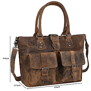 ANTONIO VALERIA Beck Brown Hunter Leather Top Handle Handbag for Women