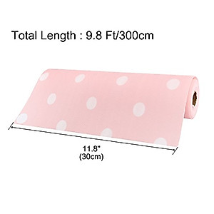 uxcell Non Adhesive Kitchen Table Cabinet Shelf Paper Drawer Liner Mat Lining Pad, 11.8 Inch x 9.8 Ft, Pink Dot Pattern