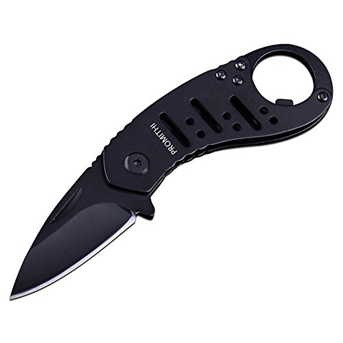 Promithi Utility Pocket EDC Folding Knife with Bottle Opener & Clip, Key chain, Multipurpose for Camping, Hiking, Outdoor Activities, Black
