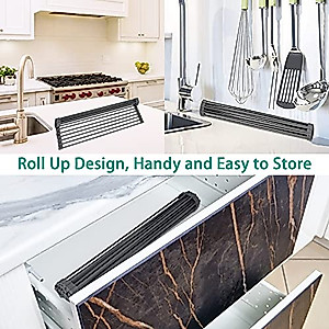 Roll Up Dish Drying Rack, 20.4’’ x 14.1’’ Over The Sink Multipurpose Roll Up Dish Rack Kitchen Portable Roll Up Sink Drying Rack, Anti-Slip Silicone Rolling Dish Drainer for Kitchen Counter