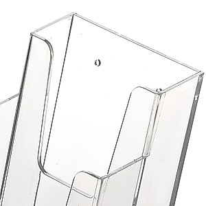 M&T Displays Clear Acrylic Brochure Leaflet Holder 4x6 Inch 3 Tier 3 Pockets Countertop Desktop Literature Rack Pamphlet Leaflet Flyer Card Display Stand Desk Organizer