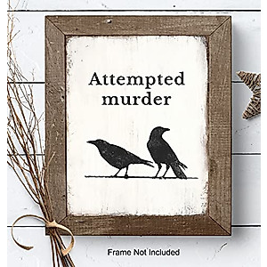 Crow Raven Wall Art & Decor - Unique Gift for Ornithology, Attempted Murder Mystery, True Crime, Bird Watching, Birdwatching, Writer, Author, Ornithologist, Men, Women - Funny Sayings Poster