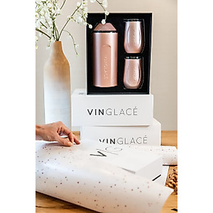 Vinglacé Wine Bottle Chiller- Portable Champagne Insulator- Stainless Steel Wine Cooler Sleeve, Rose Gold