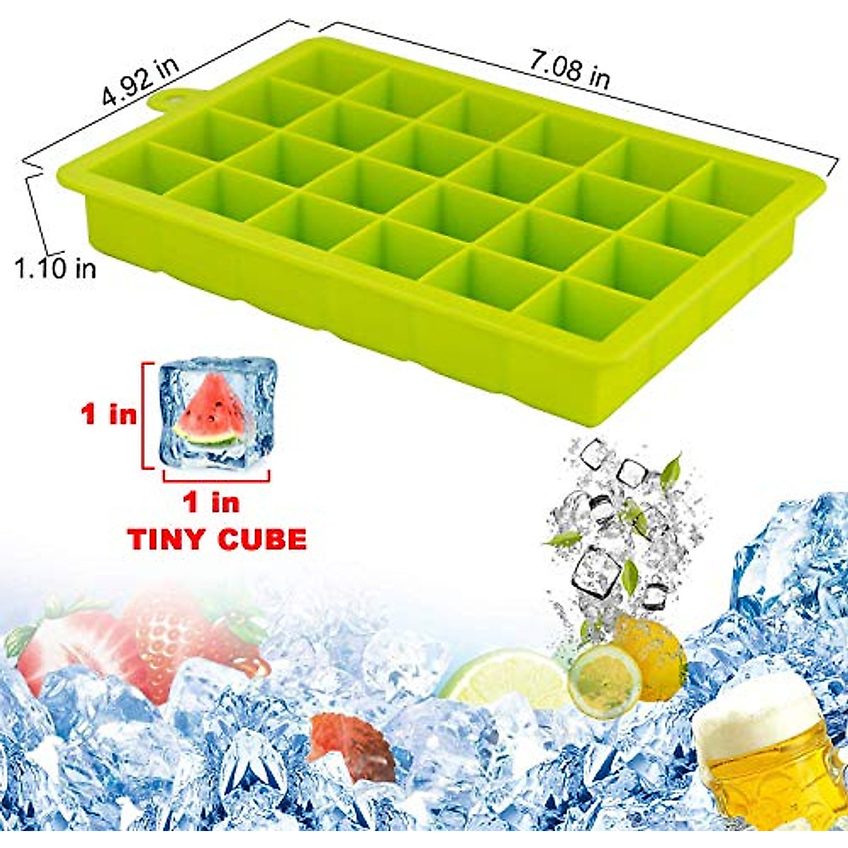Ice Cube Trays 3 Pack, Morfone Silicone Ice Tray with Removable Lid Easy-Release Flexible Ice Cube Molds 24 Cubes per Tray for Cocktail, Whiskey, Baby Food, Chocolate, BPA Free