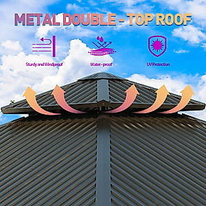 BPS Hardtop Gazebo 12' X 12' Outdoor Tent Shelter Canopy with Netting for Patio, Garden, Yard and Party