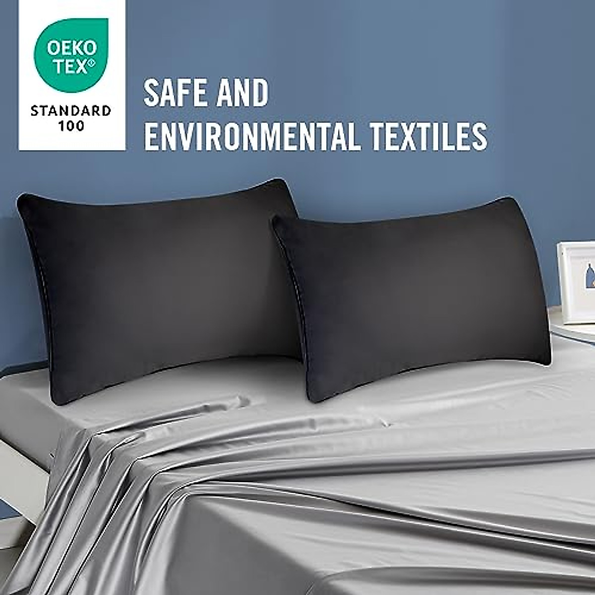 HIMOON Bed Pillows for Sleeping King Size 2 Pack，Cooling Hotel Quality Down Alternative Pillows for Side Back and Stomach Sleepers（Black