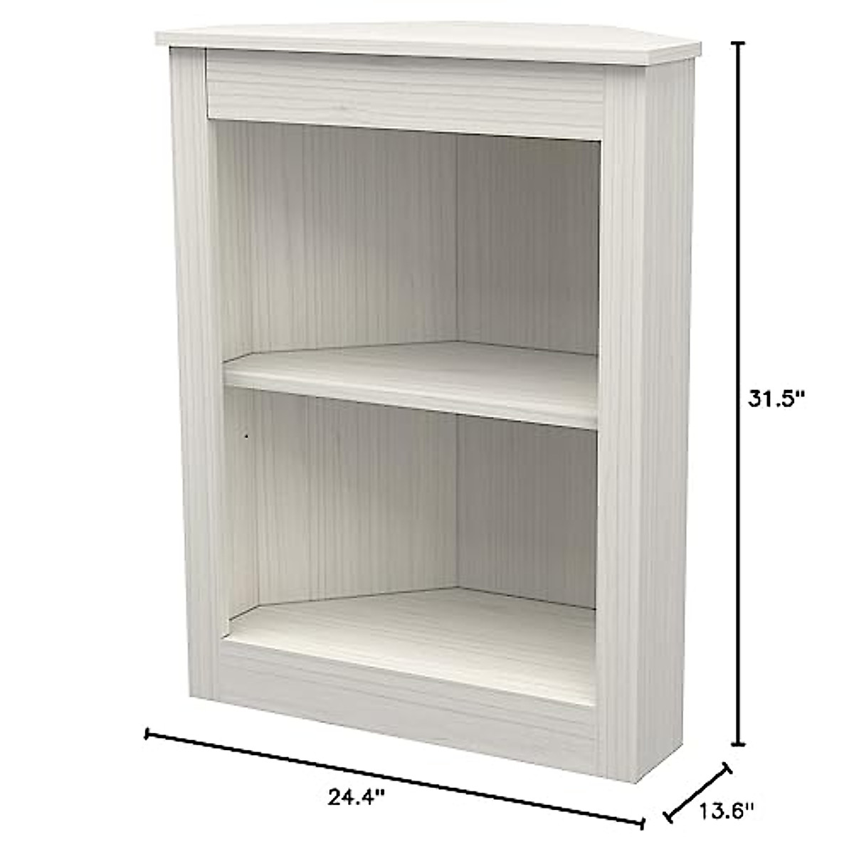 Inval 31.5" 2-Shelf Corner Bookcase, Washed Oak