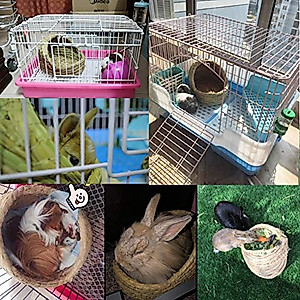 Hamiledyi Bunny Grass Bed, Rabbit Woven Hay Bed, Small Pets Natural Handcrafted Grass House with Hay Chew Balls for Chinchillas Guinea Pigs Hedgehog Rat 3PCS