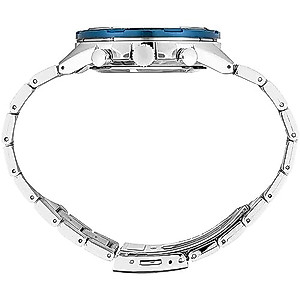 SEIKO SSB345 Watch for Men - Essentials Collection - with Quartz Chronograph, Tachymeter Bezel, Blue Ion-Finish, Date Calendar, Stainless Steel Case and Bracelet, and 100m Water-Resistant