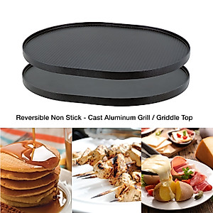 SwissMar KF-77068 8-Person Matterhorn Oval Raclette w/ Wood base, reversible cast aluminum Non-Stick grill plate