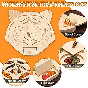 Sieral Wooden Enrichment Foraging Toy for Small Pet 7.7''x 7.1'' Interactive Hide Treats Puzzle Rabbit Toys Small Animal Toys Mental Stimulation Toys for Guinea Pig Hamster Bunny Rat Chinchilla