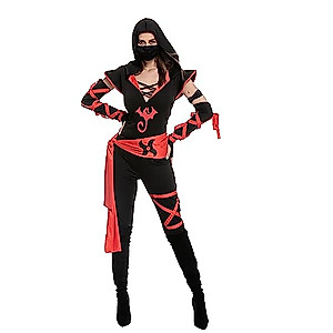 Spooktacular Creations Adult Women Ninja Costume, Deluxe Ninja Costume Set for Halloween Party Dress Up Cosplay (Large)