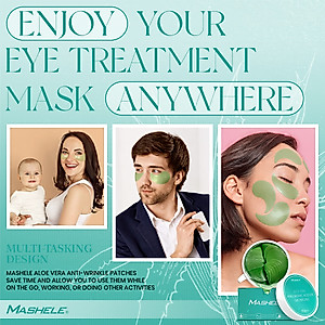 MASHELE Korean 60pcs Aloe Vera Collagen Under Eye Gel Patches Mask, Treatment for Puffy Eyes, Dark Circles, Anti Wrinkle Pads, Moisturizing for Women and Men (60pcs patches aloe vera)