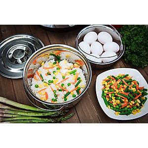Hatrigo Multi-Purpose Bowl Stackable Steamer Insert Pans for Pot in Pot with Handle Lid, PIP Compatible with Instant Pot Accessories 6 qt 8 qt only, Ninja Foodi Instapot Accessory (7.5 in x 4.5 in)