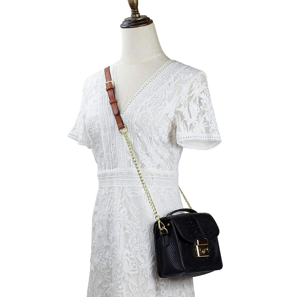 Allzedream Leather Chain Strap Replacement Purse Crossbody Bag Handbag Adjustable (Brown)