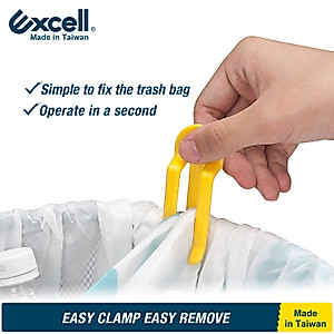 Excell Bag Retaining Clamp Trash Bag Holder Clips (Yellow, 12 Piece) Easy to use, just Clip to Keep Trash Bags Secure. Perfect for Home, Office. Durable Plastic Construction ensures Long-Lasting use.