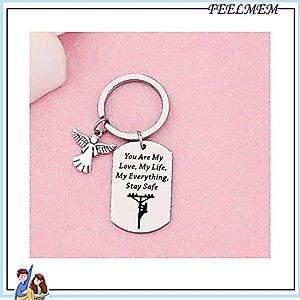 FEELMEM Lineman Prayer Keychain Stay Safe Gift from Lineman Wife Girlfriend Lineworker Electric Cable Lineman Be Safe Gifts