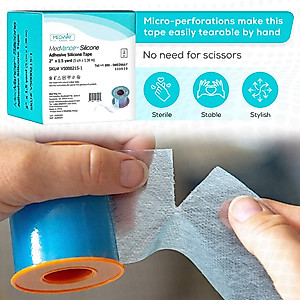 MedVance Silicone Tape 2" Wide Soft with Perforation and Cuttable (1 Pack, 5 Yards)…