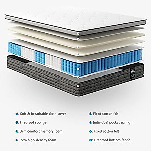 Serweet 12 Inch Memory Foam Hybrid Full Mattress - 5-Zone Pocket Innersprings for Motion Isolation -Heavier Coils for Durable Support -Medium Firm -Fiberglass-Free -Made in North America