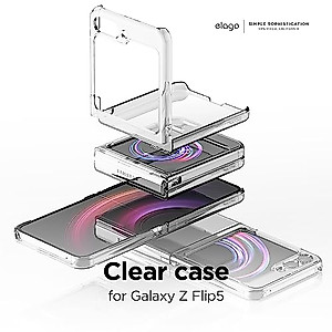 elago Compatible with Samsung Galaxy Z Flip 5 Case - Clear Case, Hard PC Cover, Anti-Yellowing, Crystal Clear, Shockproof Bumper Cover, Full Body Protection