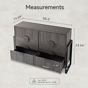 Aoikax Modern Fluted 6-Drawer Dresser, Farmhouse Wooden Chest of Drawers with Round Handles, Accent Storage Dresser for Living Room, Bedroom, Grey Wash