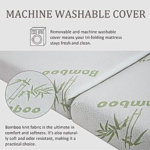 SINWEEK Memory Foam Folding Mattress with Storage Bag, 4 Inch Foldable Mattress Trifold Mattress Topper, CertiPUR-US Certified Floor Mattress Guest Bed with Bamboo Cover &Waterproof Lining