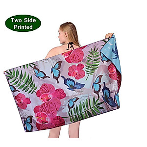 HAOKUN Microfiber Sand Free Beach Towel Blanket-Quick Fast Dry Super Absorbent Lightweight Thin Towel for Travel Pool Swimming Bath Camping Yoga Gym Sport Idea (Butterfly)