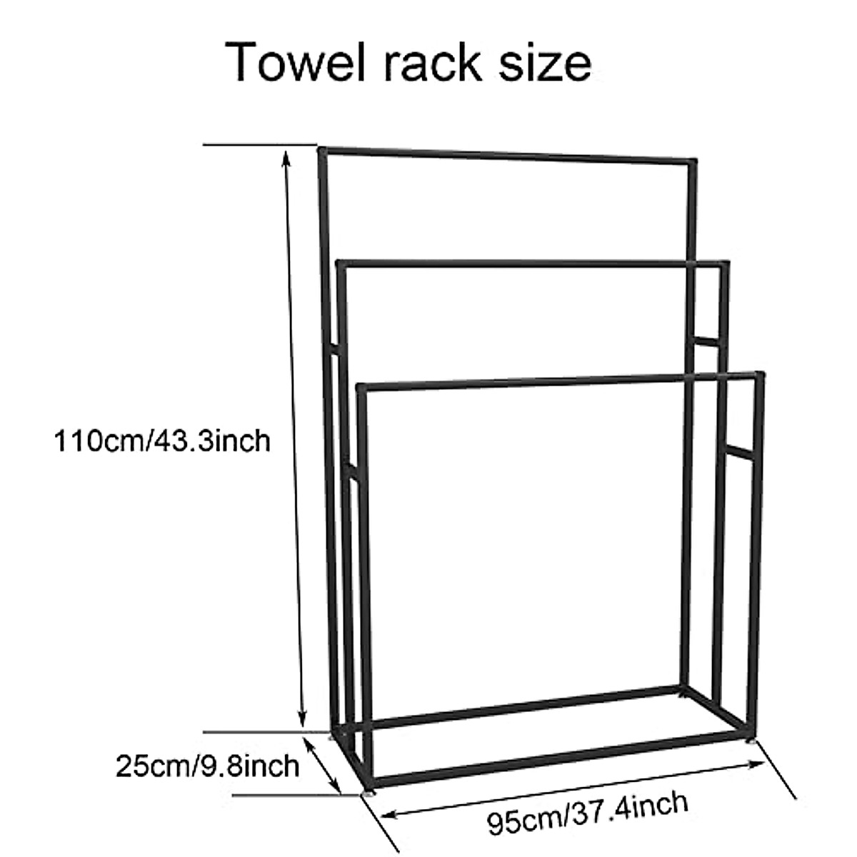 Large Size Standing Towel Racks for Bathroom, Freestanding 3 Tiers Modern Blanket Rack for Living Room, Metal Towel Ladder