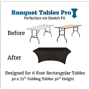 Banquet Tables Pro 6 ft. Rectangular Stretch Spandex Tablecloth (Black, 1)