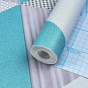 Yifasy 2 Pack Shelf Liners Blue Gray Triangle Self-Adhesive Drawer Cabinet Papers Line Flat House Furnitures 17.7 Inch Wide