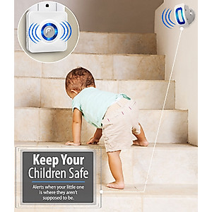 Fosmon WaveLink Door Chime Driveway Alarm Guard Wireless Motion Sensor (500 Feet, 58 Tunes, 5 Volume Levels, LED Indicators) Motion Detector Home/Business/Store Entrance Alert (1 Receiver + 1 Sensor)