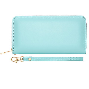 Badiya Women Rfid Blocking Leather Wallet Embossed Zip Around Clutch Purse with Wristlet