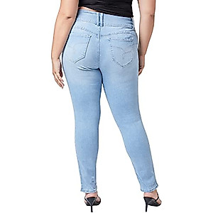 YMI Women’s Mid Rise Skinny Jeans, Wannabettabutt, Sustainably Made, Zip Fly, 3-Button, Fitted, Trendy, Butt-Lifting Stretchy Denim, Mid Waisted Jean, Full Length