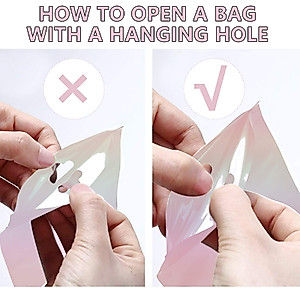 YOTOZU 100-Pack Holographic Resealable Bag Food Storage Aluminium Foil Mylar Smell Bag Plastic Flat Packaging Pouch for Party Favor Food Candy Jewelry Lip Gloss Optional Multi Color(Purple,4.7x7.8)