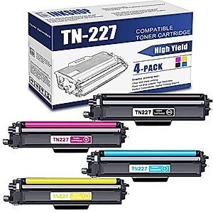 TN227 Compatible TN-227BK TN-227C TN-227Y TN-227M High Yield Toner Cartridge Replacement for Brother TN-227 MFC-L3770CDW MFC-L3710CW HL-3210CW DCP-L3510CDW Toner.(1BK+1C+1Y+1M)