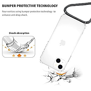 YESPURE for iPhone 13 Clear Case with Adjustable Neck Cord Lanyard Strap,Soft Slim Transparent TPU Anti-Yellowing Shockproof Phone Cover Case for iPhone 13 with Crossbody Shoulder Strap - Gray