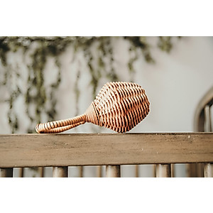 Neka Rattan Rattle | Montessori Handmade Ages 3 Months and Up, Baby Bear Brown, Shaker Rattle (Classic)