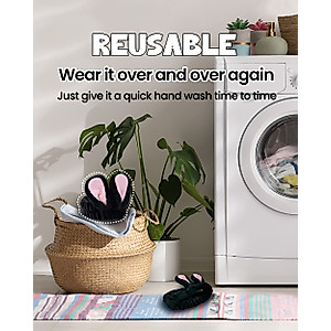 CHASIN' RABBITS Spa Hair Styling Headband - Black Rabbit | Skincare Makeup Accessory for Face Washing (8.26" x 5.5")