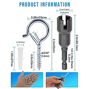 EVISTTER 30 Pack String Light Hooks Outdoor Silver,2.2In Screw-in Hooks for Outdoor String Lights,Q Hanger Hooks Outdoor for Decoration Hanging