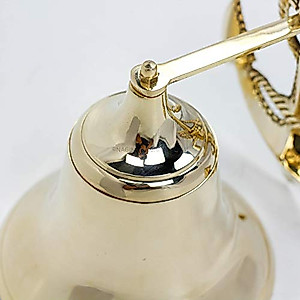 Nagina International 9" Premium Brass Polished Decorative Ornamental Anchor Bell | Pirate's Decorative Ship's Bell | Maritime Ocean Home Decor | Beach House Metal Bell