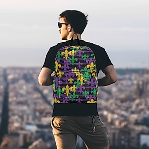 ZzWwR Mardi Gras Carnival Fleur De Lis Polyester Computer Backpack Large Daypack for Business Sport Travel School Bookbags