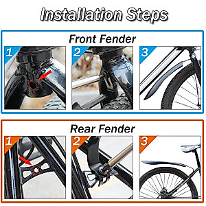 TXMACHINE Mountain Bike Fender Bike Mudguard Set for 24'' 26'' 28" with 1 Bicycle Front and 1 Rear Fenders (1 Set)