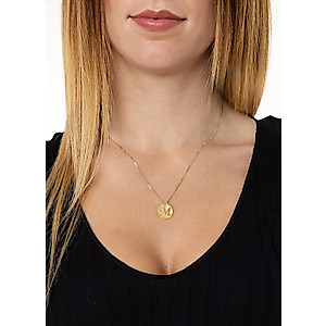 14k Gold Small Initial Medal Pendant Necklace for Girls Teen | Chain 16+2 inches | Jewelry from Italy