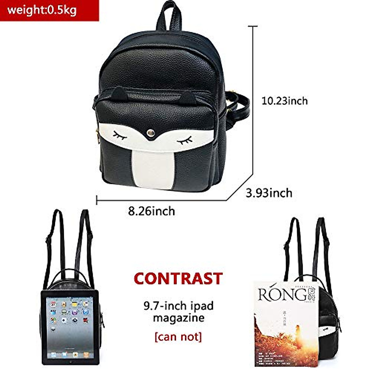 Cute Mini Leather Fox Fashion Backpack Small Daypacks Purse for Girls (blue)