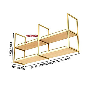 Nordic Iron Solid Wood Ceiling Shelf, 2 Tier Ceiling Mounted Storage Shelf, Bar Restaurant Hanging Decorative Flower Stand